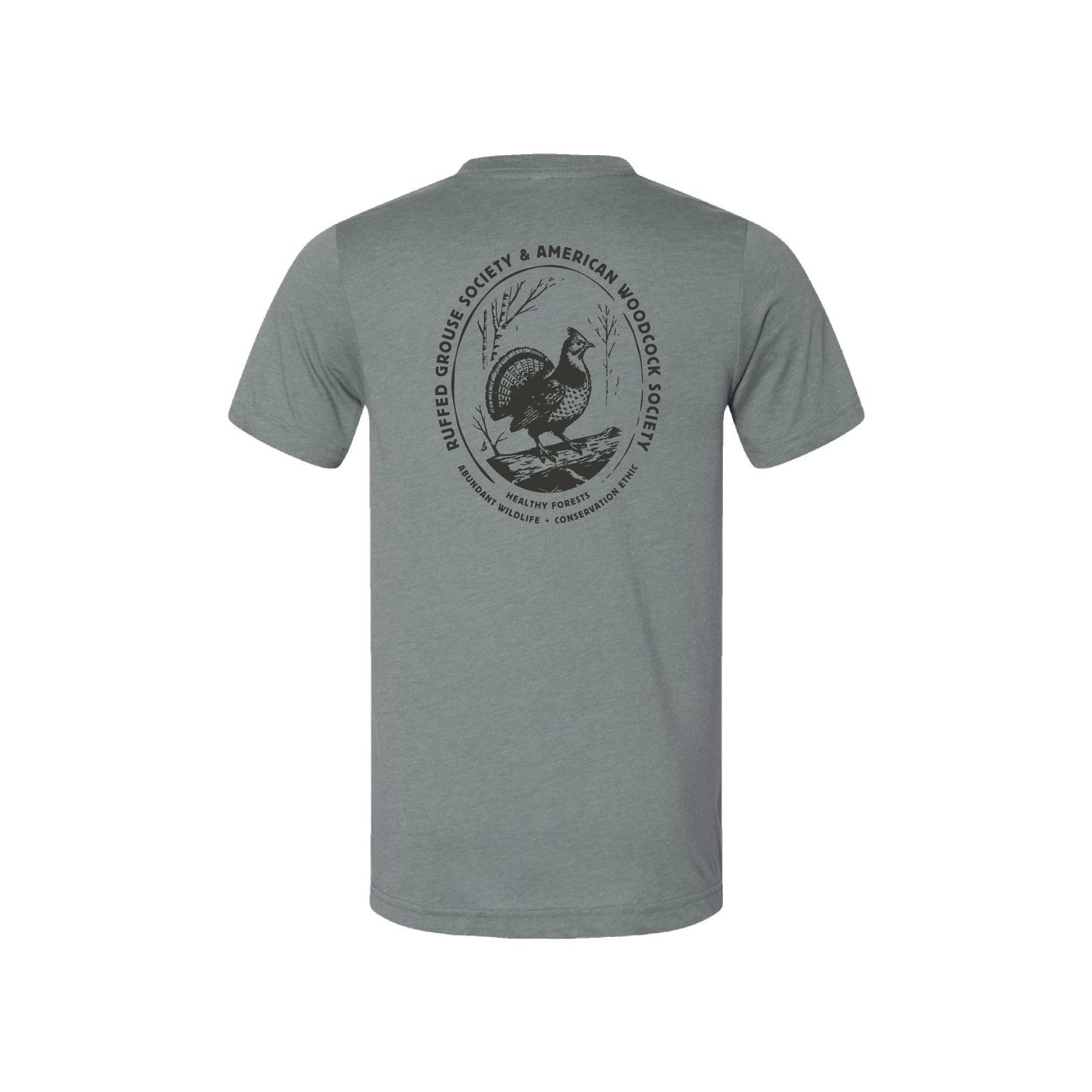 Ruffed Grouse Society Short Sleeve T-Shirt with Ruffed Grouse on Log D ...