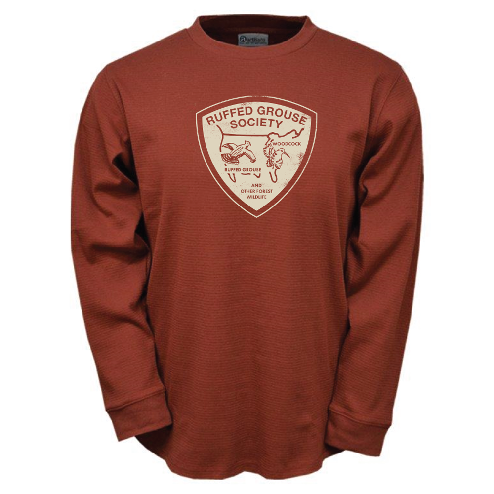 Waffle Knit Crew with Vintage Shield Grouse & Woodcock Design on Front ...