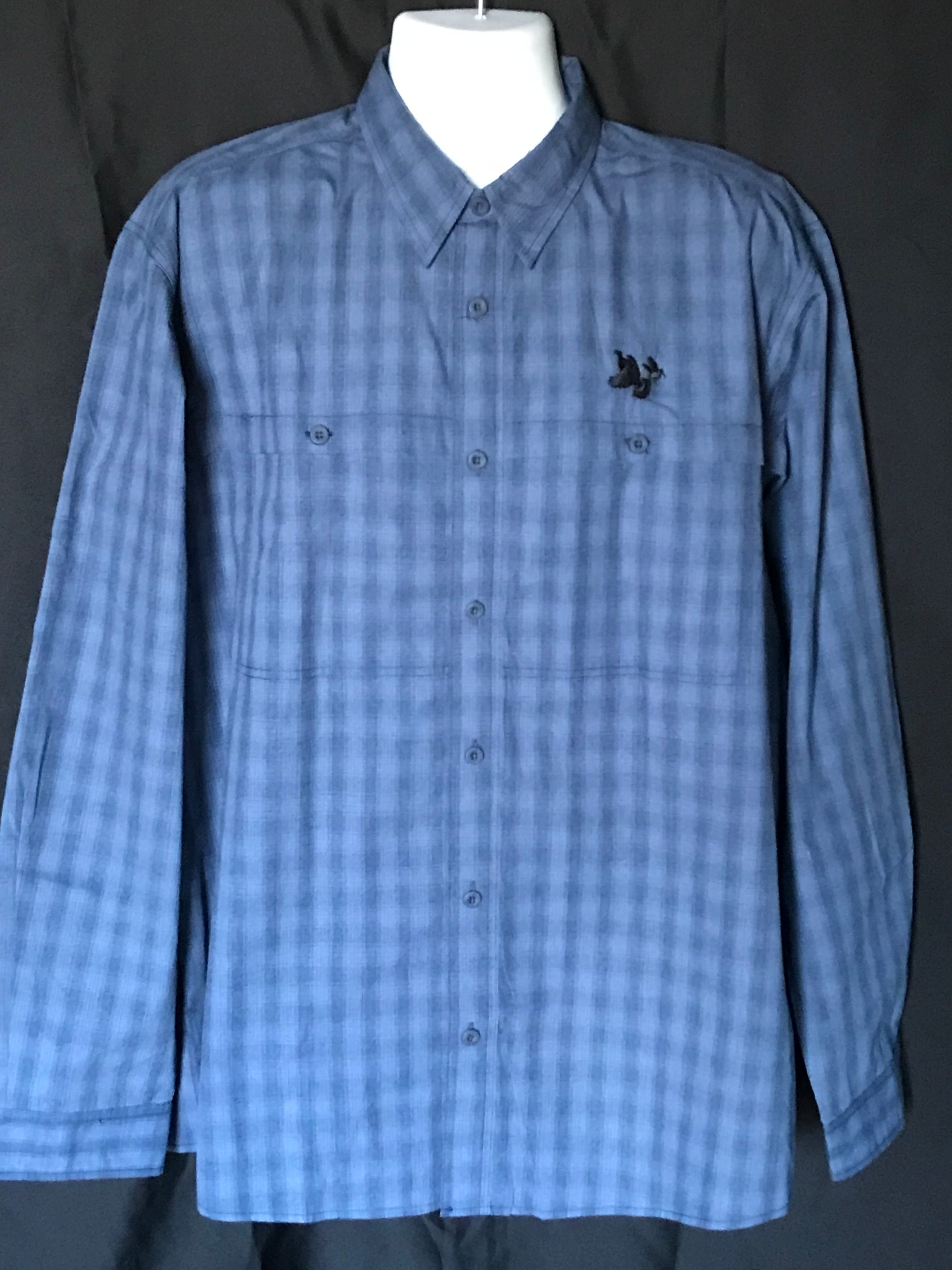 Dri-Duck Deep Blue Plaid Button Down Shirt with the RGS & AWS Two Bird ...